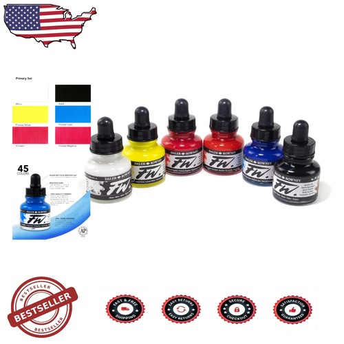 Professional FW Acrylic Artists Ink Set - 45 Colors, Durable and ...