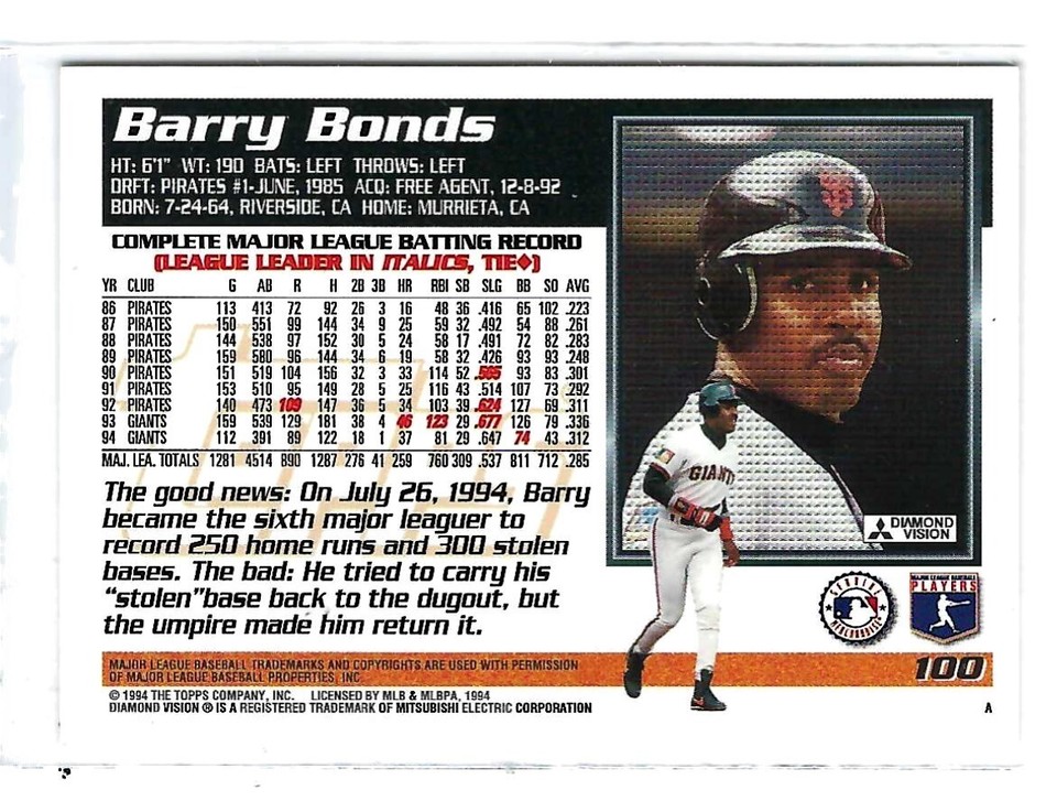 1995 Topps Barry Bonds -San Francisco Giants | eBay