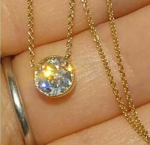 2 Ct Lab-Created Diamond Pendant Necklace Sterling Silver 14k Yellow ...