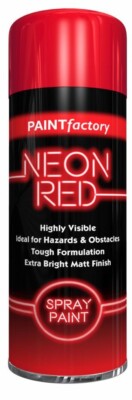 200ml Paint Factory Neon Red Spray paint Aerosol Matt Finish Hi Visible ...