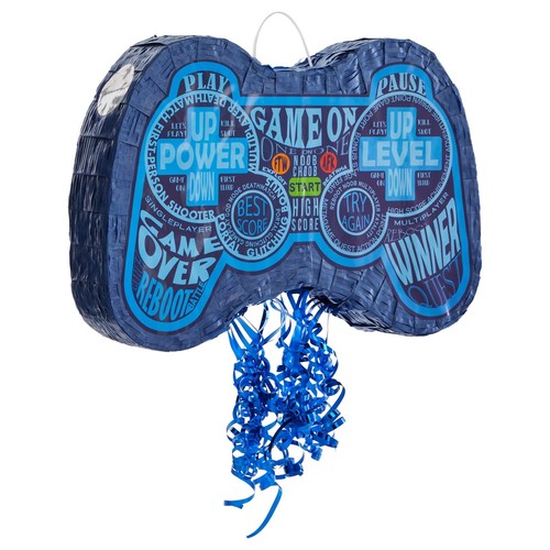 Blue Gaming Control Pull String Pinata for Gamer Birthday Decorations ...