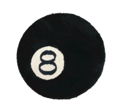 Black 8 Ball Billiard Rug Inspired Round Non Slip Floor Mat Bedroom ...