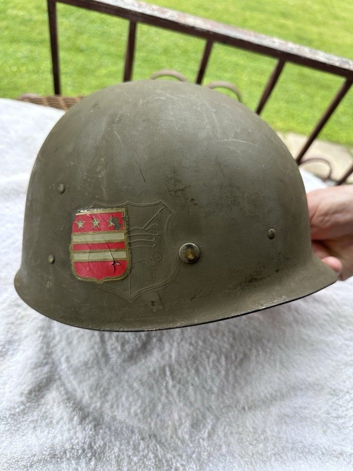 U.S. Army Steel Helmet Liner, With Cpt. Bars and Decals | eBay