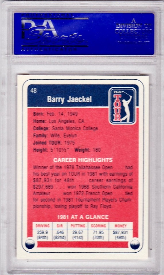 1982 Donruss Barry Jaeckel #48 Golf Card Graded Psa 8 NM-MT | eBay
