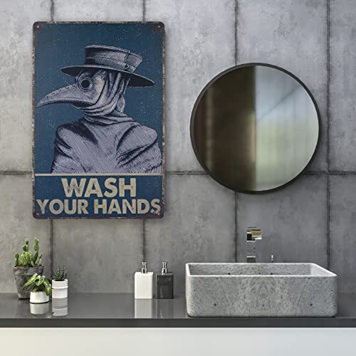 Retro Signs Wash Your Hands Vintage Metal Tin Signs Plague Doctor Wall ...