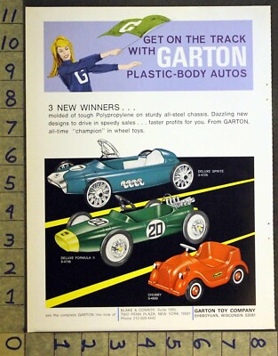 1969 GARTON AUTO RACECAR SPRITE CHUBBY TRIKE BIKE SLED WAGON TOY AD ...