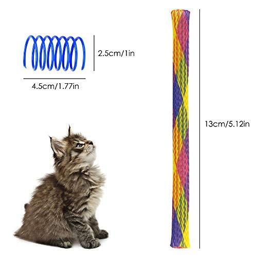 30 Pcs Cat Spring Toys Set, Plastic Colorful Cat Springs Tube and Cat ...