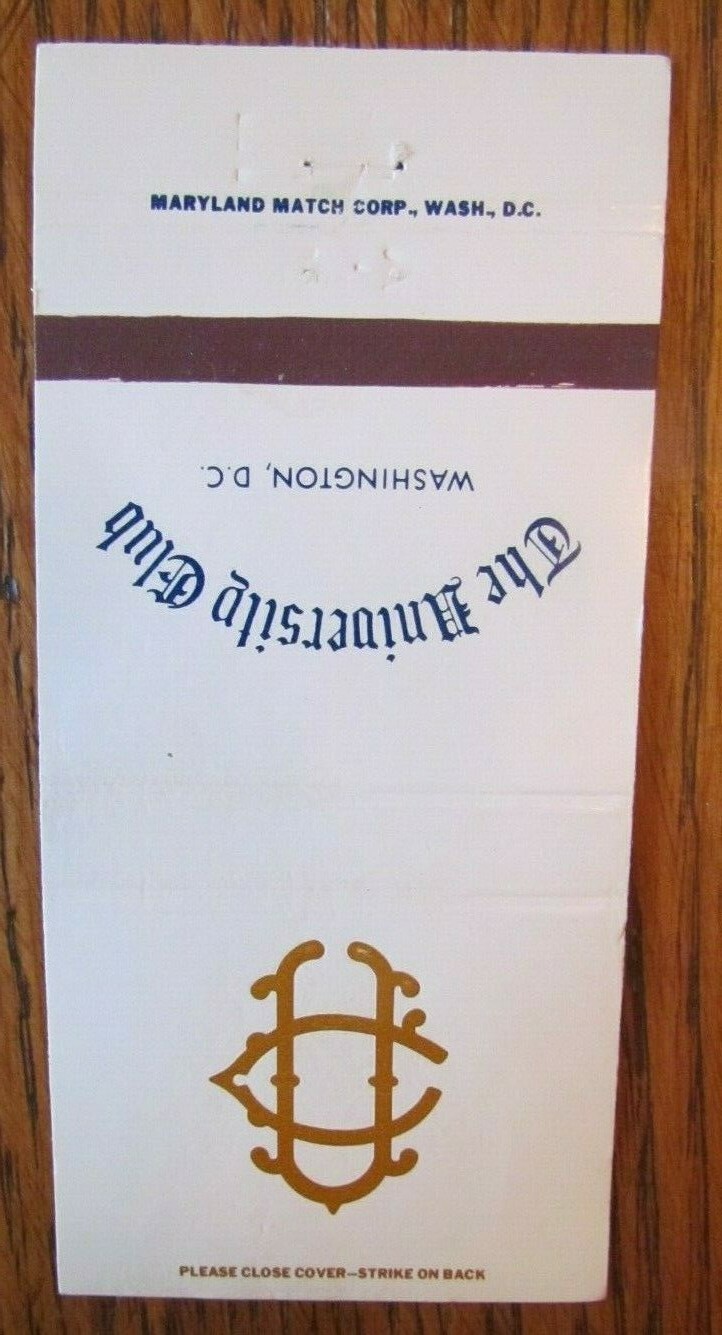 WASHINGTON DC MATCHBOOK MATCHCOVER: UNIVERSITY CLUB -E | eBay