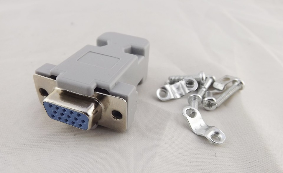 10x DB15 VGA Female 15Pin 3 Rows D-Sub Connector Plastic Hood Cover ...
