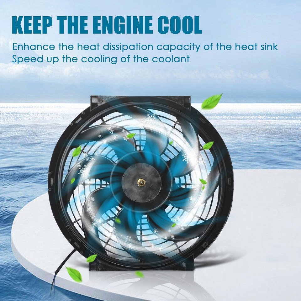 14" Universal Slim Fan Push Pull Electric Radiator Cooling 12V 90W w ...