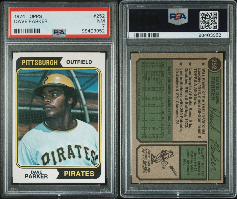 1974 TOPPS #252 DAVE PARKER ROOKIE PIRATES PSA 7 NM | eBay