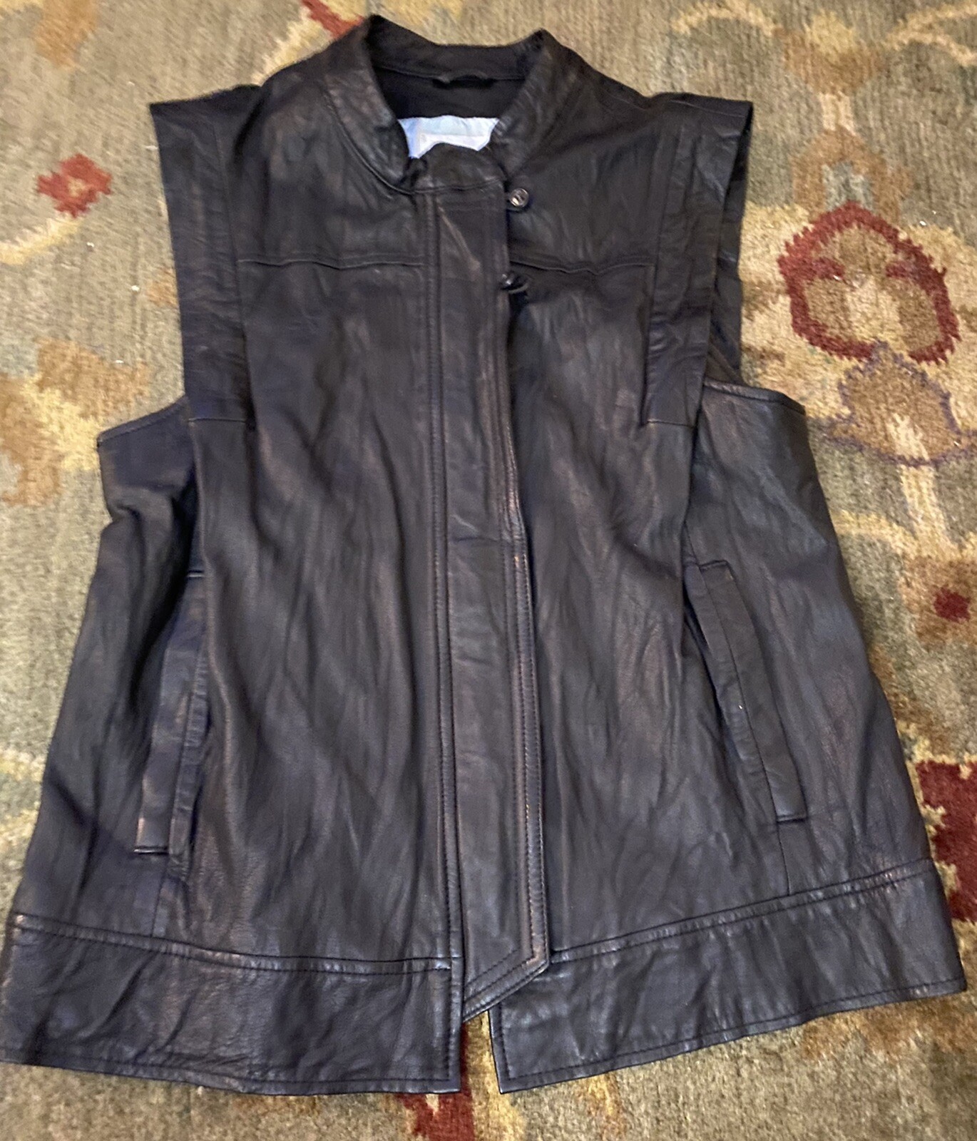 Burning Torch Black Leather Jacket Vest Soft Leather … - Gem