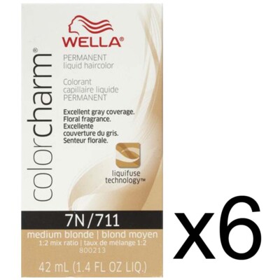 SALON HAIR WELLA COLOR CHARM PERMANENT DYE LIQUID 7N/711 MEDIUM BLONDE ...