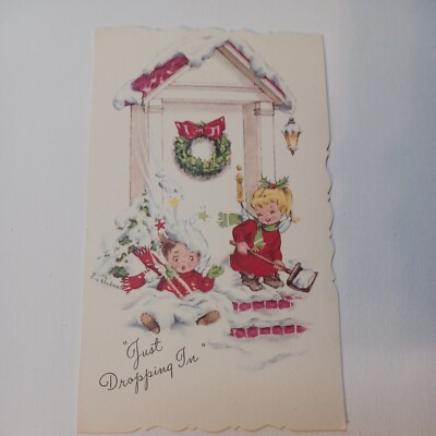 “Cheerie Cherubs” Christmas Greeting card "Just Dropping in" Angels ...