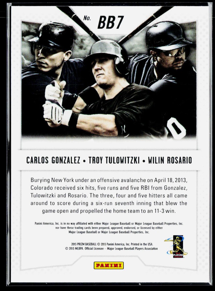 2013 Panini Prizm - Band of Brothers #BB7 Tulowitzki, Gonzalez, Rosario ...