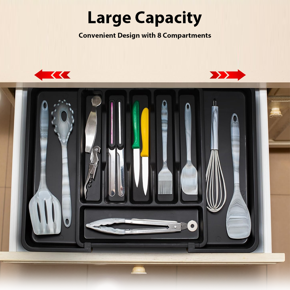 Extendable Cutlery Tray Drawer Organiser Insert For Kitchen Utensils ...