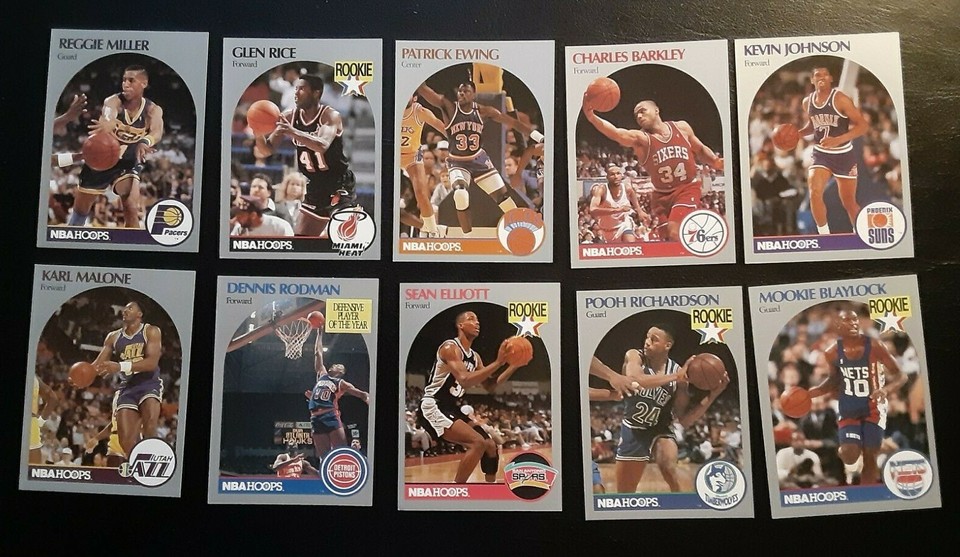 1990-91 NBA Hoops- lot of 25 Pippen, Rookies, Barkley, Ewing, Hakeem ...