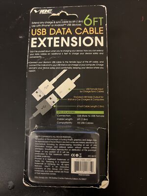 New Sealed Vibe E-ssential 6ft USB Data Cable Extension | eBay