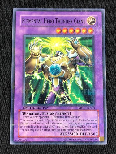 YUGIOH ELEMENTAL HERO THUNDER GIANT MF01-EN001 SUPER NM | eBay