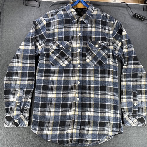 Burnside Flannel Shirt Men's Size S Long Sleeve Button Up Grey/Black ...