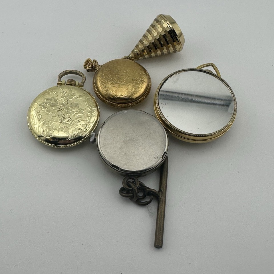 Lot Of 5 Vintage Pocket Watch Pendant Lot Mechanical Wind Up - As Is ...