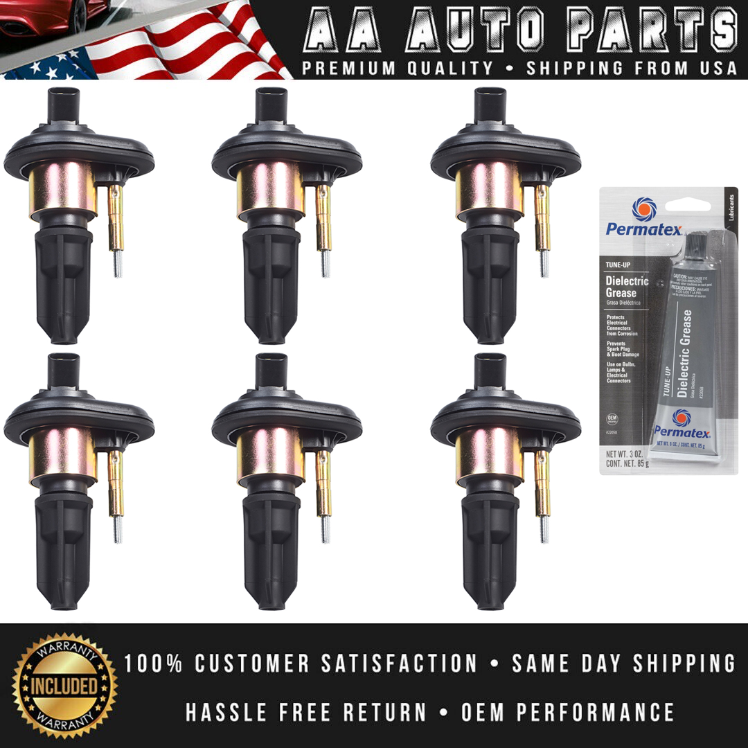 Set of 6 Ignition Coil + Tune Up Grease For Chevy Trailblazer GMC ...