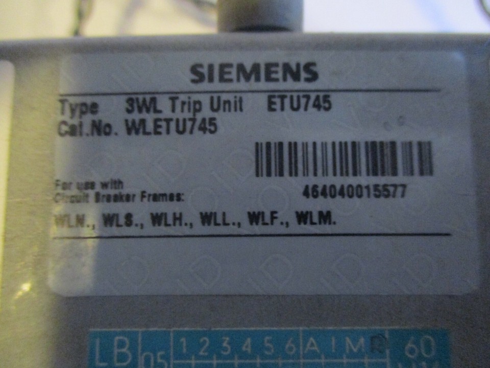 Siemens 3WL Trip Unit ETU745,WLETU745 | eBay