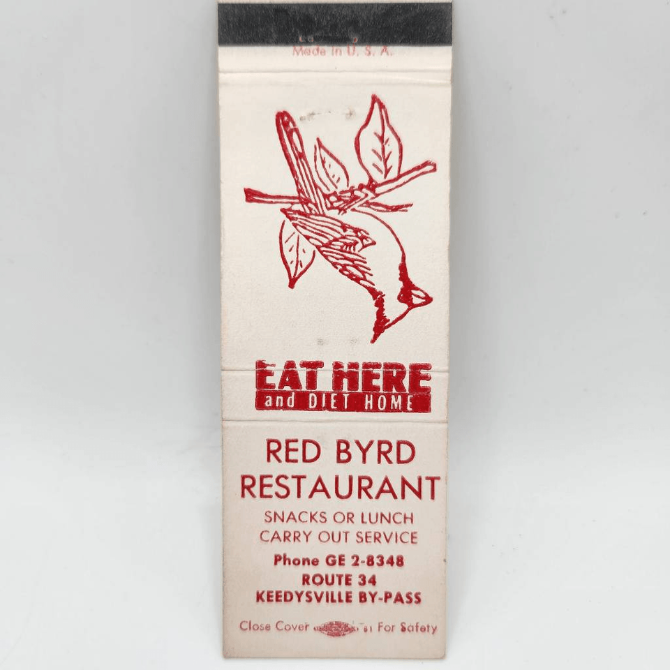 Vintage Matchcover Red Byrd Restaurant Keedysville By-Pass Maryland ...