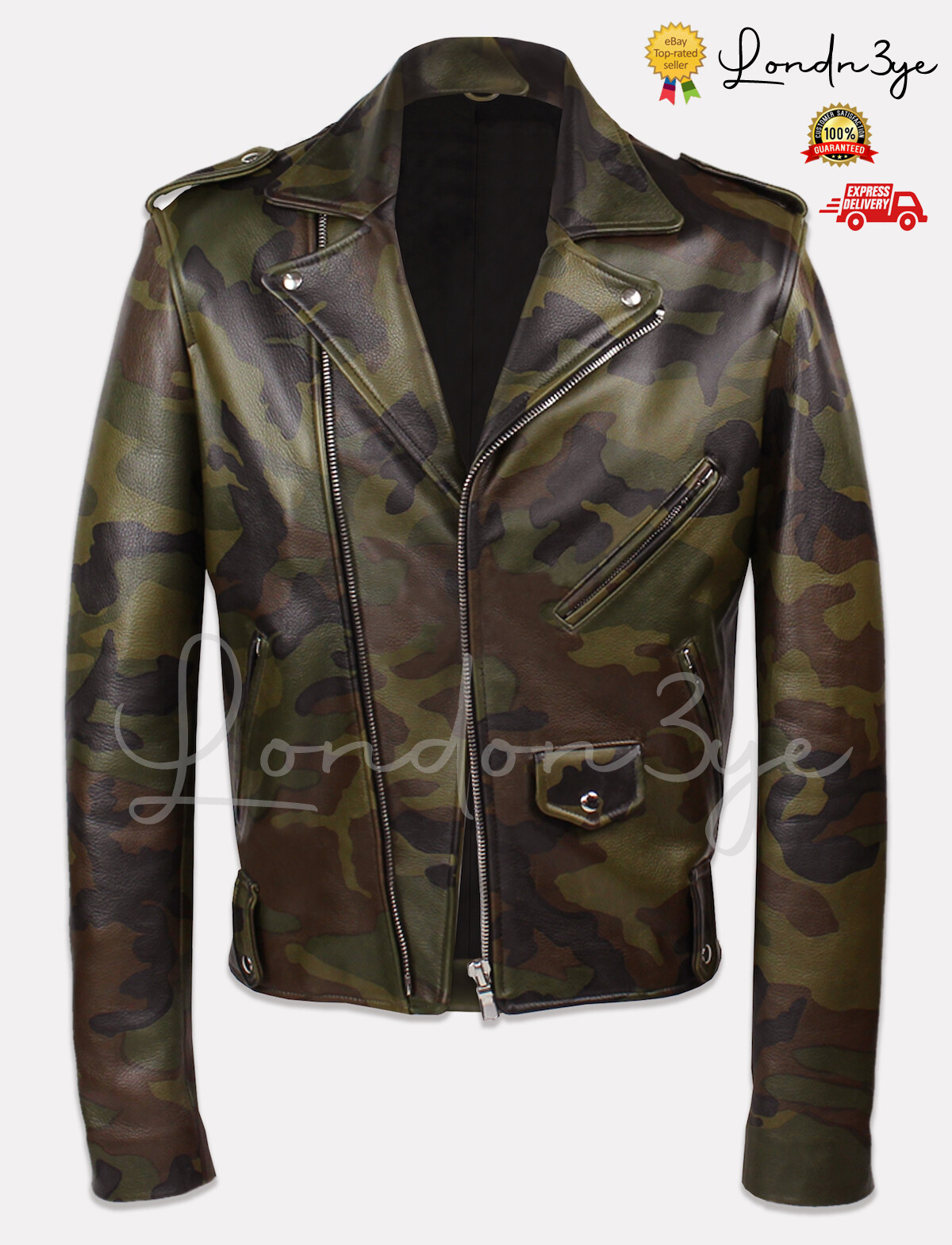 Men Camouflage Motorcycle Jacket Mens Real Leather Camo Biker Jacket | eBay