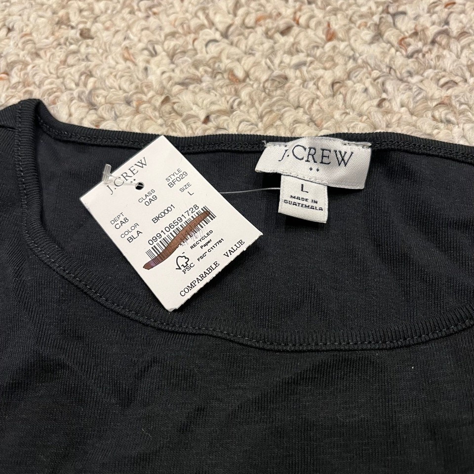 NWT J Crew Shell Tank Top Sz L Black Basic Capsule Minimalist Cotton ...