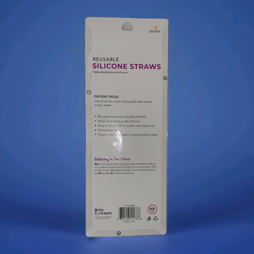 6 Reusable Silicone Straws Eco-Friendly Biosmart 6 Straws and a ...