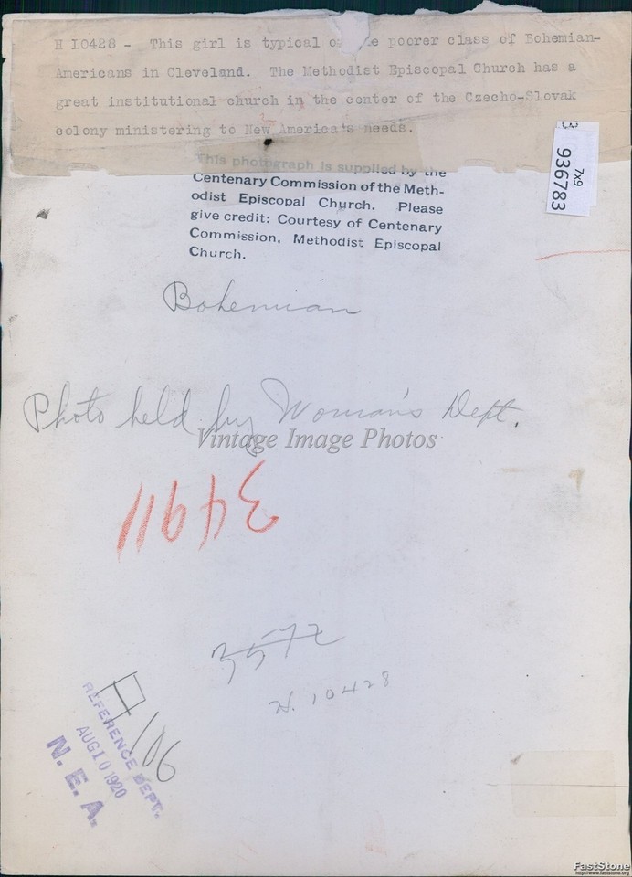 1920 Photo Girl From Poorer Class Bohemian-Americans In Cleveland ...