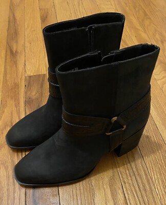 NIB! Women's VIONIC CARNELIA Nubuck Leather Ankle Boots Size 8.5 BLACK ...