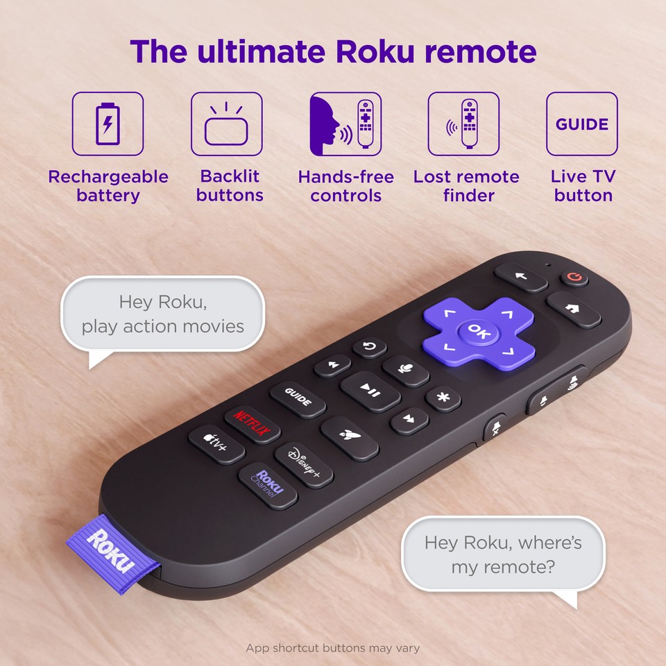 Roku - Voice Remote Pro (2nd Edition) | Rechargeable Replacement Voice ...