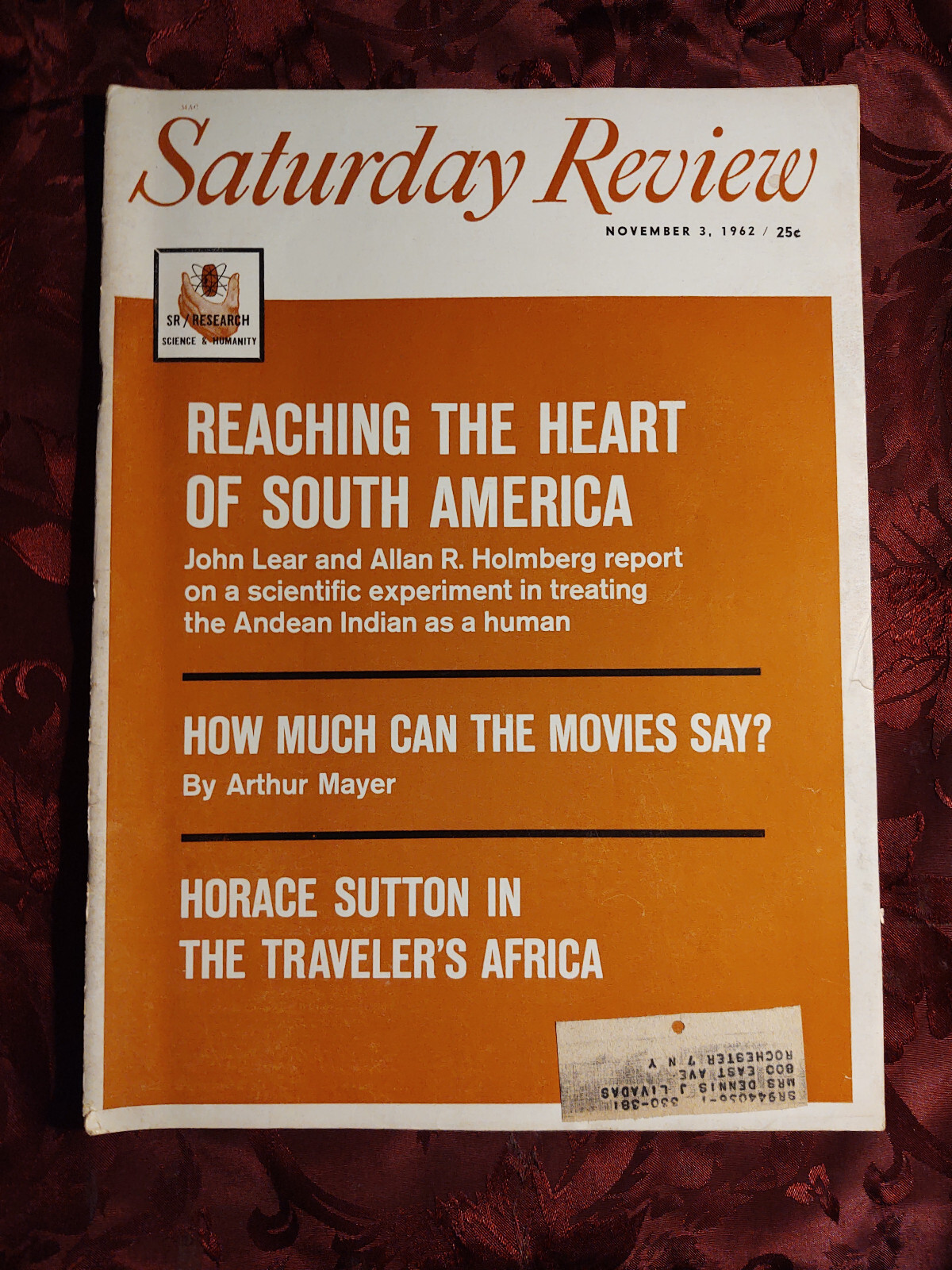 Saturday Review November 3 1962 JOHN STOESSINGER ALLEN HOLMBERG ARTHUR ...