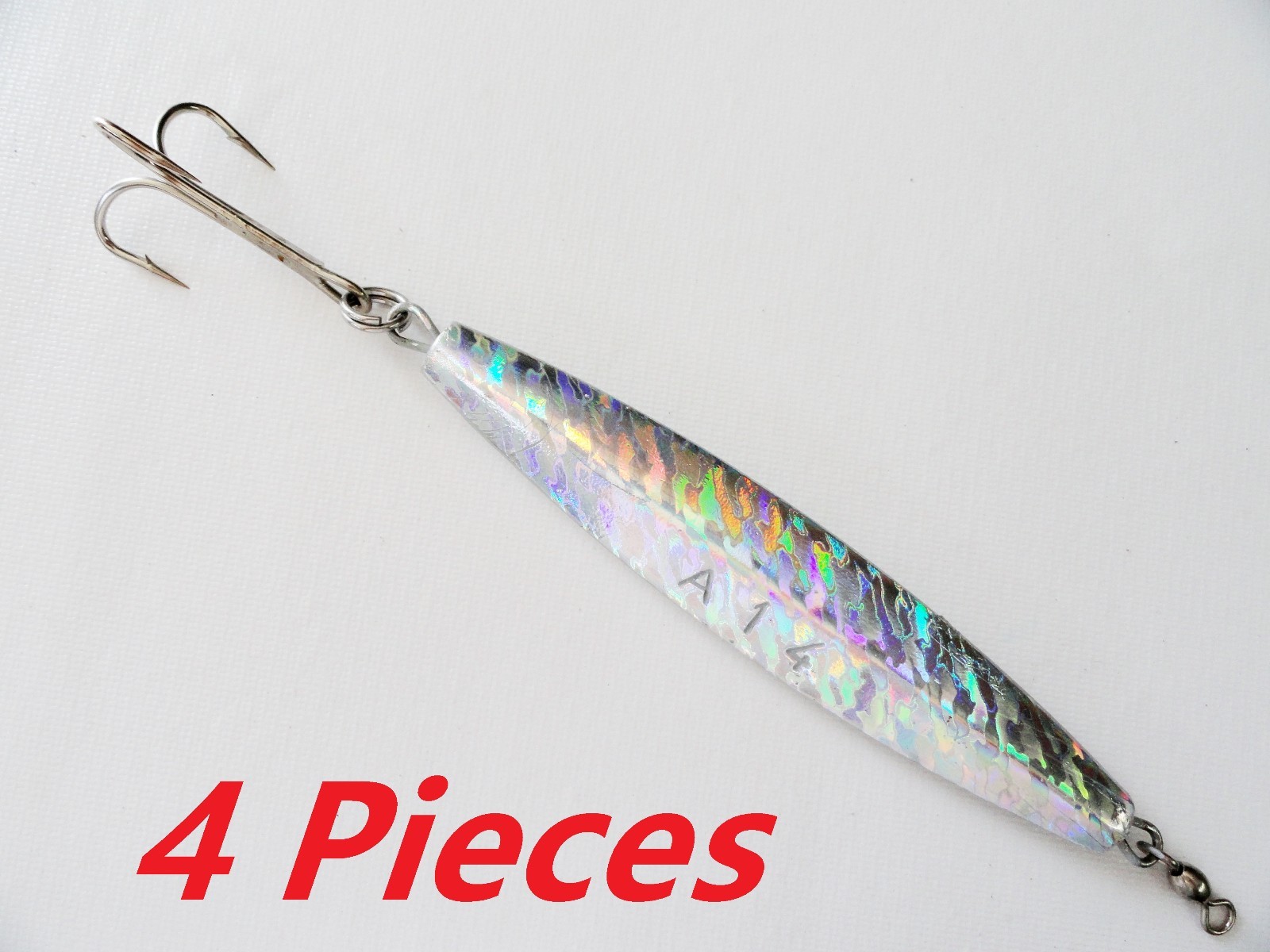 1-10 pcs 14oz Diamond Jig Holographic Laser Saltwater Lures w/ Treble ...
