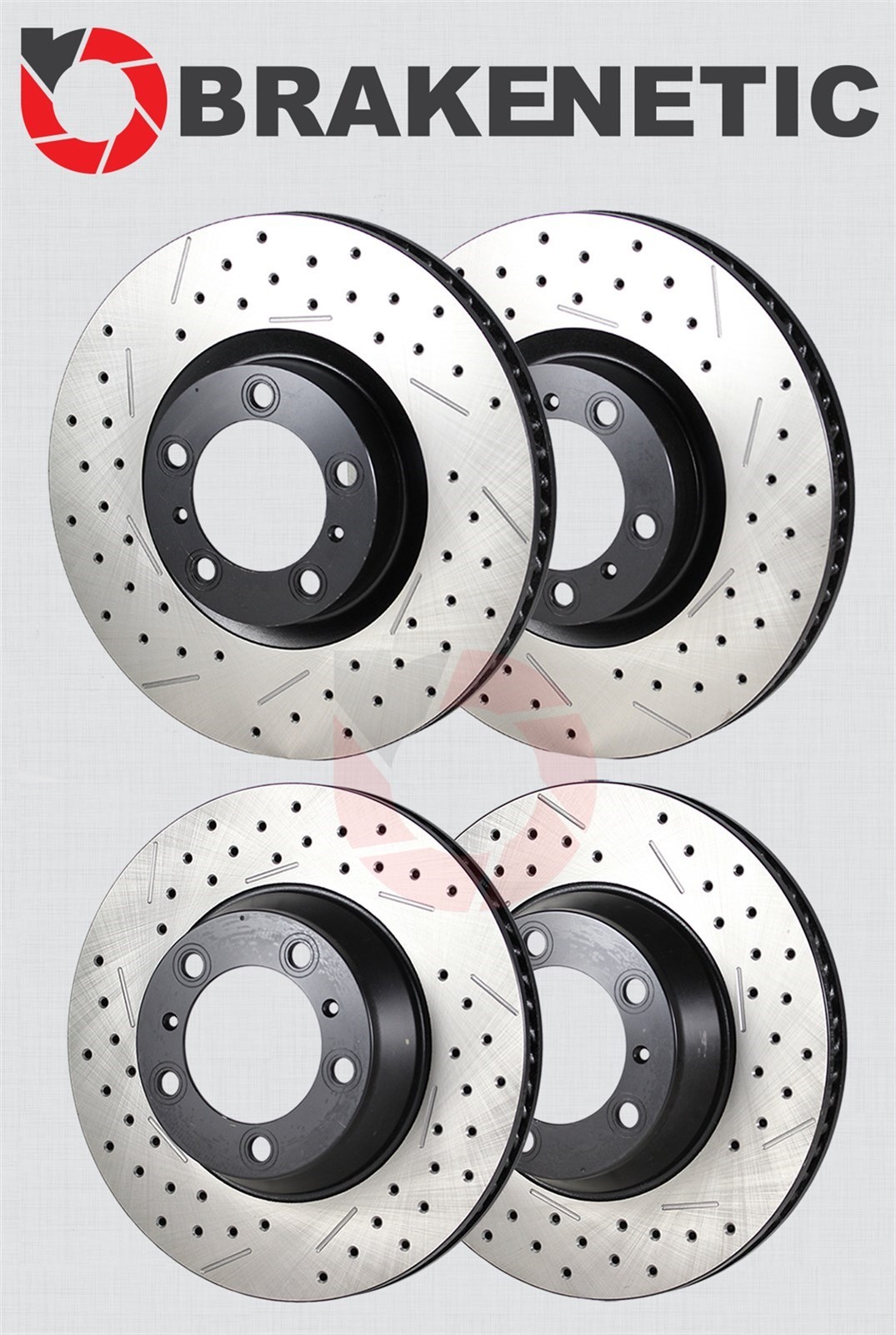 FRONT + REAR BRAKENETIC Premium Drilled Slotted Brake Rotors 350mm 50. ...