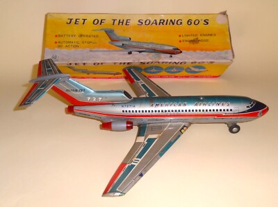 JET of THE SOARING 60's AMERICAN AIRLINES 727 AIRPLANE MARX TOY BOXED ...