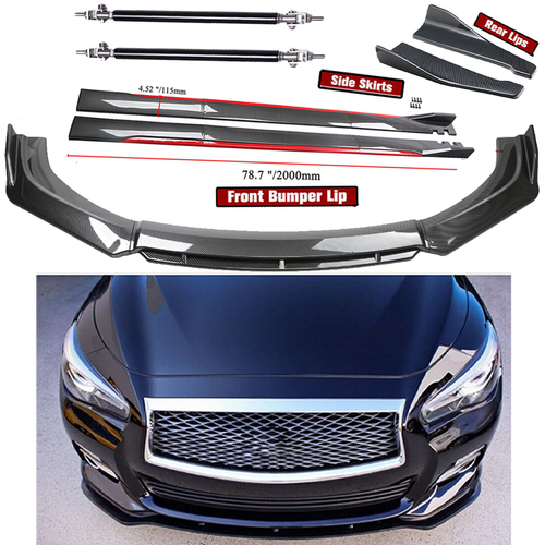 Front Rear Bumper Lips Side Skirt Extension Carbon Fiber For Infiniti ...