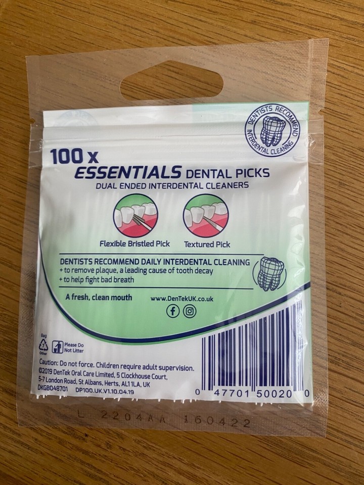 Dental Picks x100 DenTek Flexible Textured Bristled ToothPicks ...