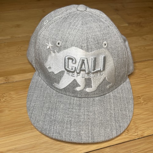 Cali Republic Bear Stitched Snapback Hat California Gray Embroidered ...