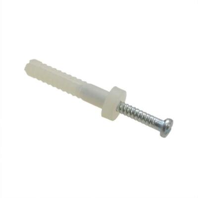 Qty 10 Round Nylon Anchor 6.5mm x 50mm Zinc Plated Pin Nail in Masonry ...