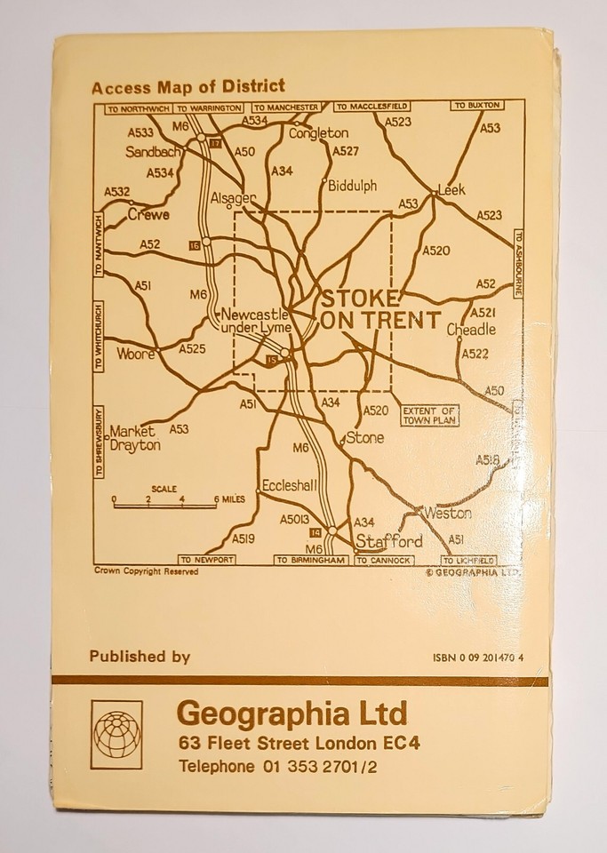 1970's Map Stoke-on-Trent-Newcastle under Lyme-Burslem-Hanley Fenton ...