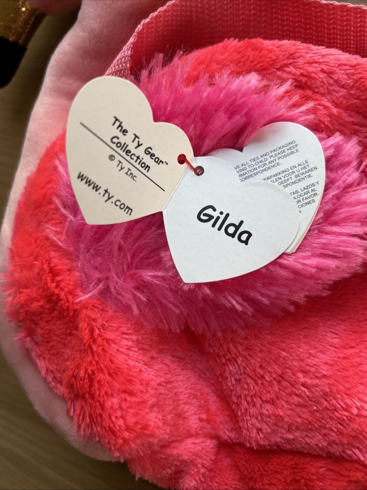 TY Beanie BOO'S Fashion GILDA FLAMINGO Pink Bird Plush Shoulder Hand ...