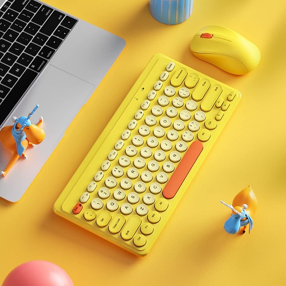 Compact Keyboard MouseCombo,JieruiDeng 79-Key Retro Mini Cute Computer ...