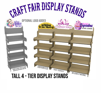 TALL DISPLAY STAND 4 TIER Retail SHELF UNIT CRAFT FAIR 4mm MDF NO GLUE ...