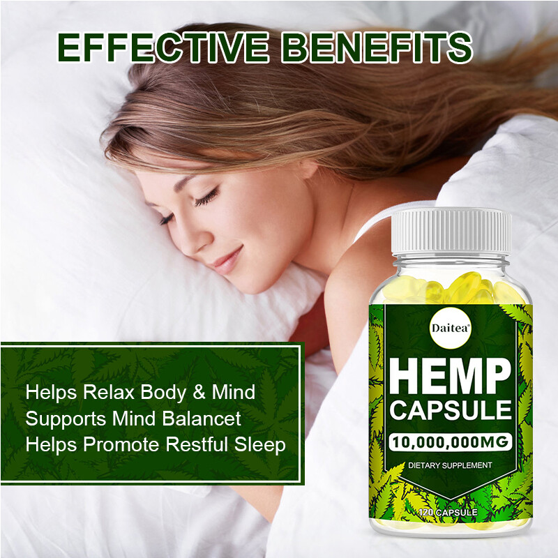 HEMP Capsule For Calm,Sleep,Stress,Anxiety,Pain,Muscle,Relax 30/60/120 ...