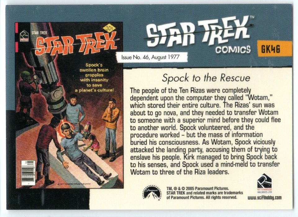 STAR TREK TOS ART & IMAGES GK46 COMIC BOOK ART INSERT SPOCK KIRK MCCOY ...