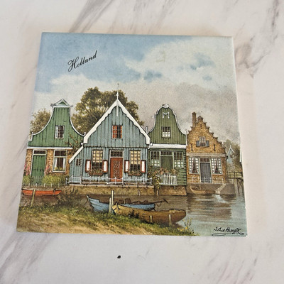 Holland Tile Dutch Fishing Village Trivet JC Van Hunnik Signed Ceramic ...