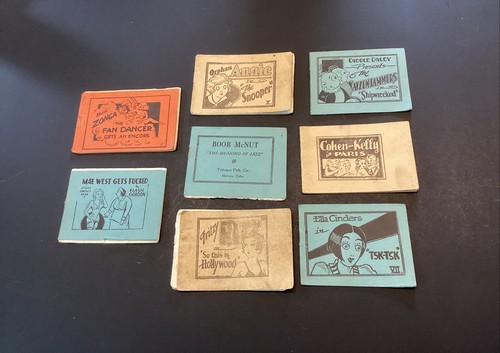 8 VINTAGE TIJUANA BIBLE Comics Mae West Orphan Annie Zonga Ella Cinders ...